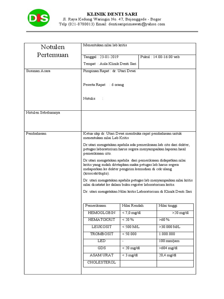 Notulen Pertemuan Lab | PDF | Sains & Matematika
