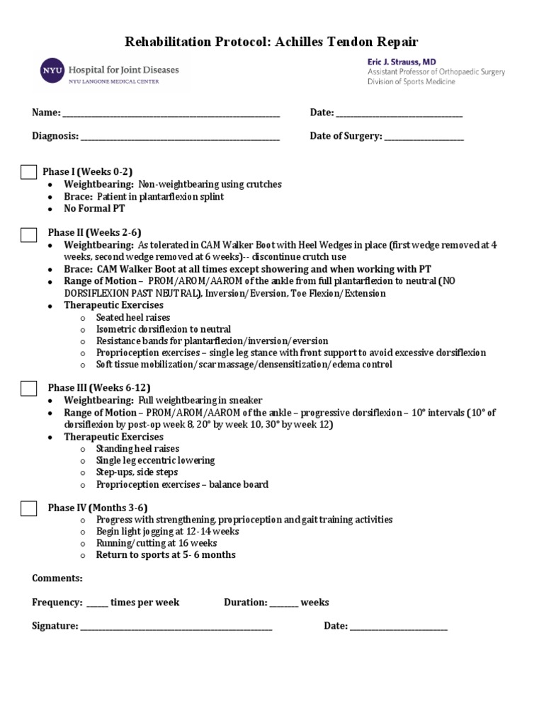 Achilles Tendon Repair Rehab Protocol | PDF