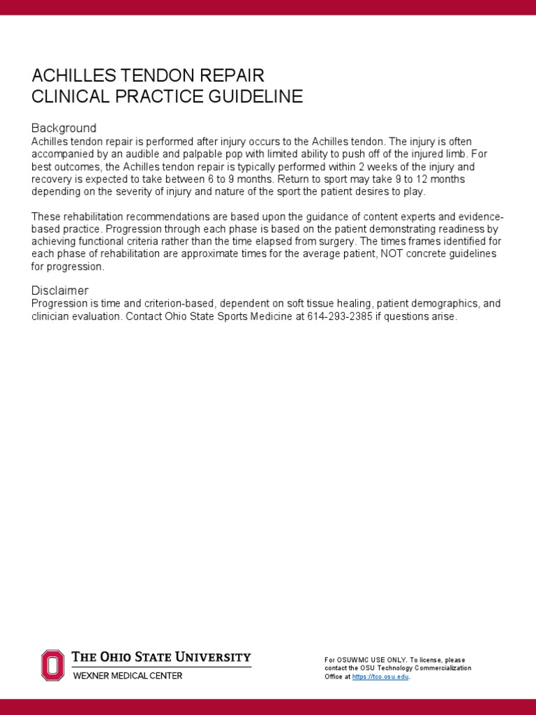 Achilles Repair Protocol 2019 | PDF | Ankle | Anatomical Terms Of Motion