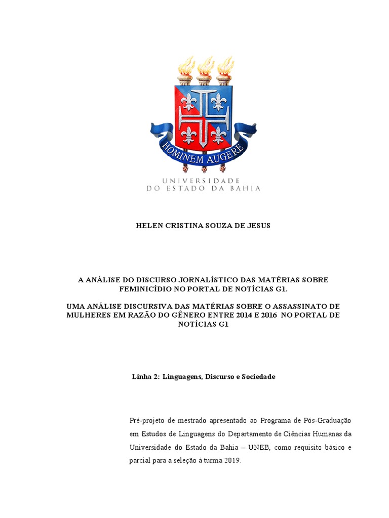 Projeto De Mestrado Pdf Gênero Estudos De Gênero