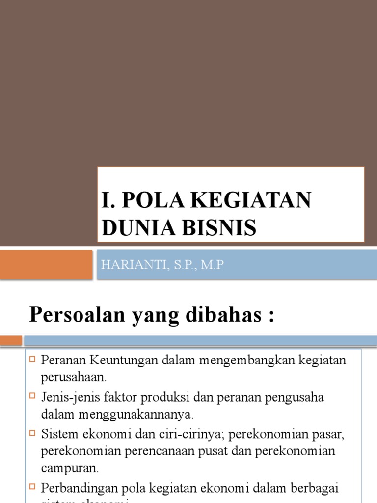 I.pola Kegiatan Dunia Bisnis | PDF