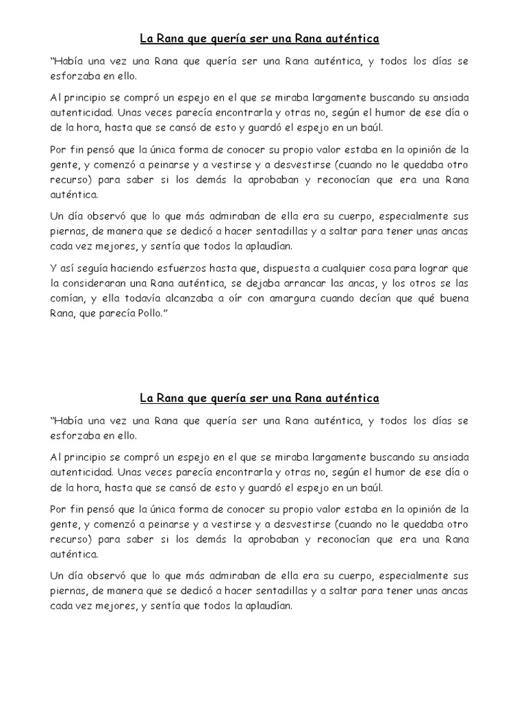 La Rana Que Quería Ser Una Rana Auténtica | PDF