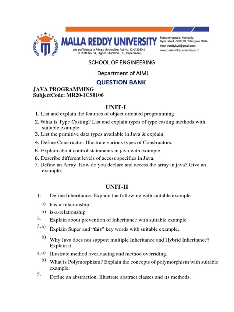 Java QB | PDF | Method (Computer Programming) | Class (Computer ... Java QB | PDF | Method (Computer Programming) | Class (Computer ...