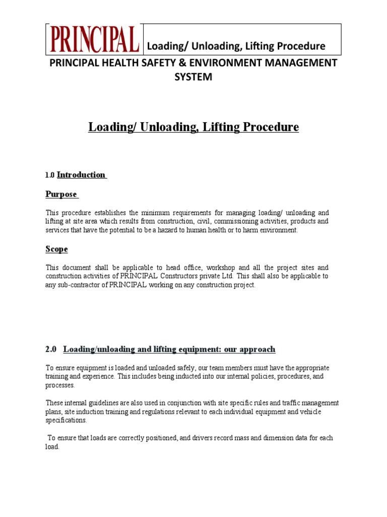 Loading & Lifting Procedure | PDF | Safety | Vehicles