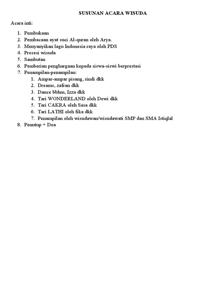 Susunan Acara Wisuda | PDF