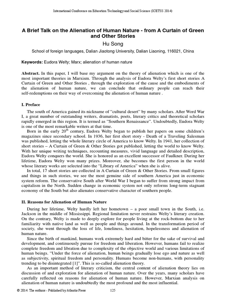 Brief Talk On The Alienation of Human Nature - From A Curtain of Green ...