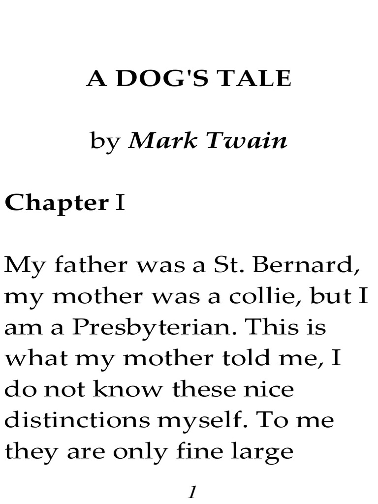 Mark Twain - A DOGS TALE | PDF | Mystery, Thriller & Crime Fiction | General Fiction