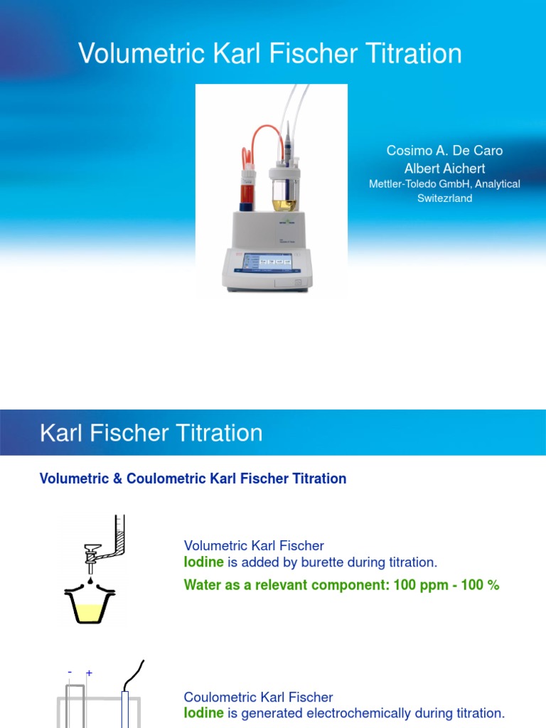 Volumetric Karl Fischer Titration | PDF | Titration | Chemistry
