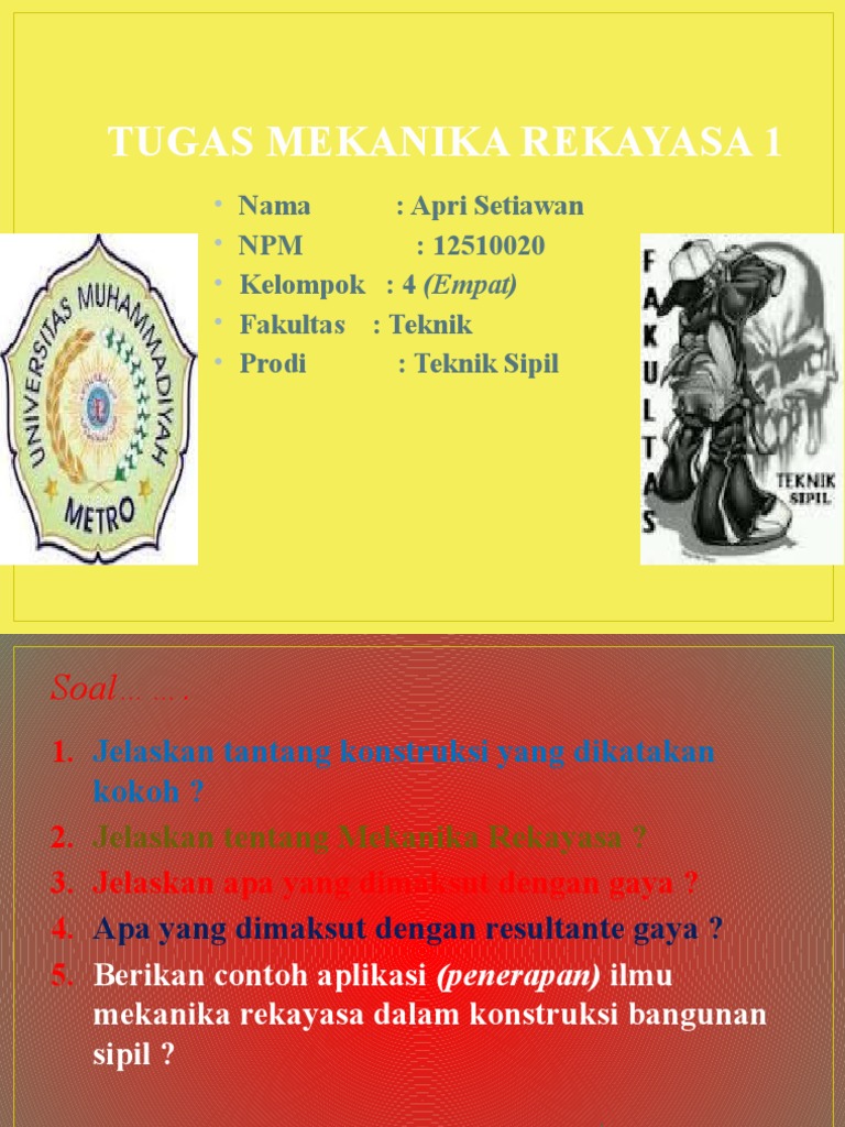 Tugas1 Mekanika Rekayasa 1 | PDF | Metode & Bahan Ajar | Teknologi ...