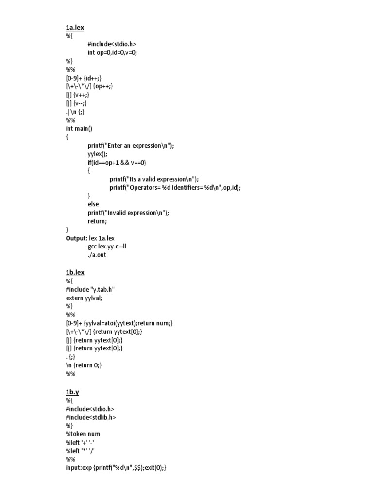 Compiler Design Code Examples | PDF | Software | Computer Engineering