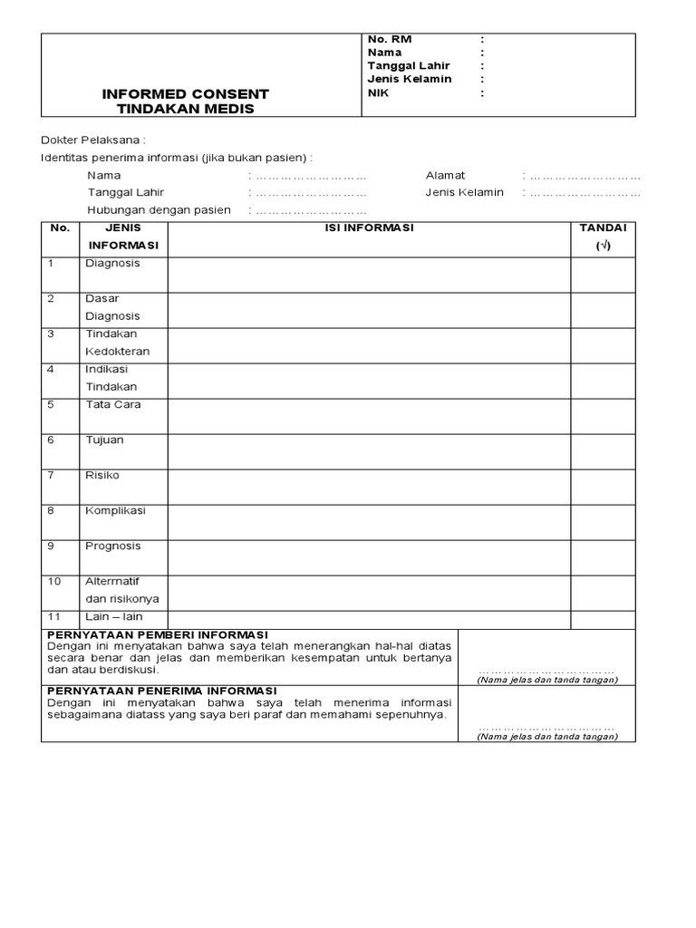 Informed Consent Tindakan Medis | PDF