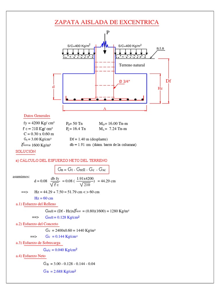 Prob Resuelto Predimensionamiento Zapata Excéntrica | PDF | Métodos y materiales de enseñanza