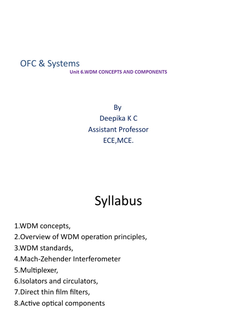 WDM Concepts and Components Overview | PDF | Wavelength Division ...