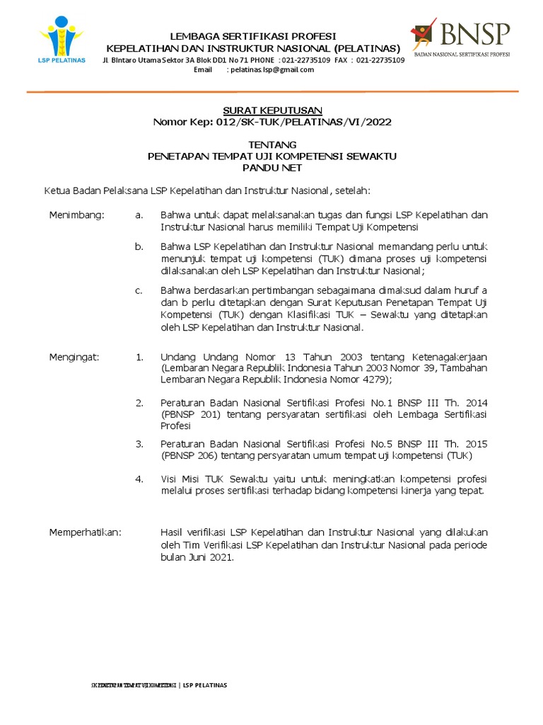 04-Sk Penetapan Tuk | PDF