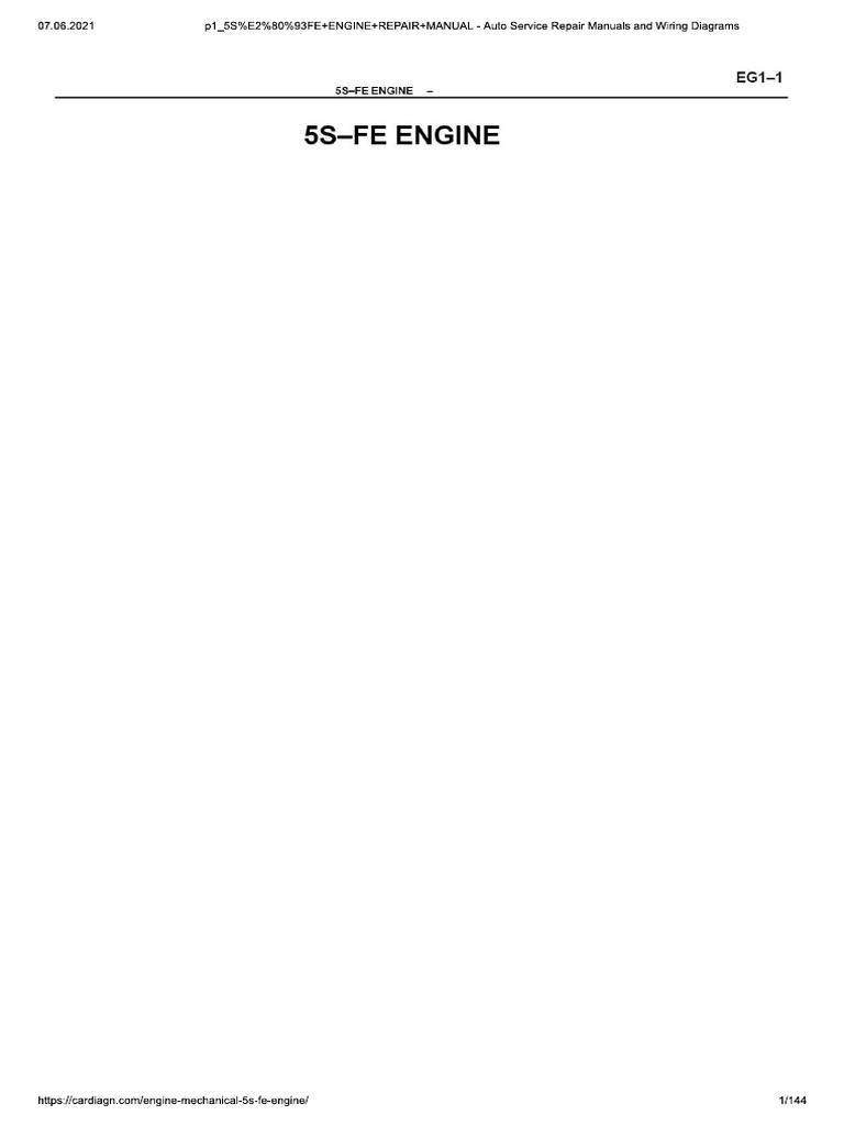 Toyota 5s-Fe Engine Mechanical | PDF