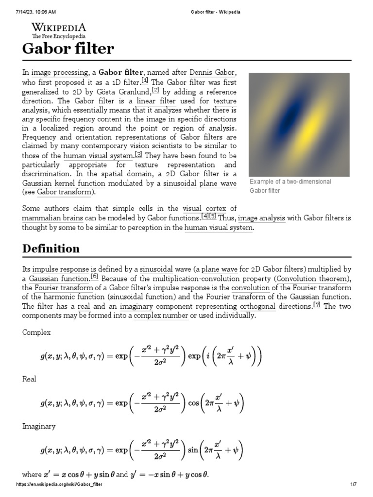 Gabor Filter | PDF | Algorithms | Digital Signal Processing