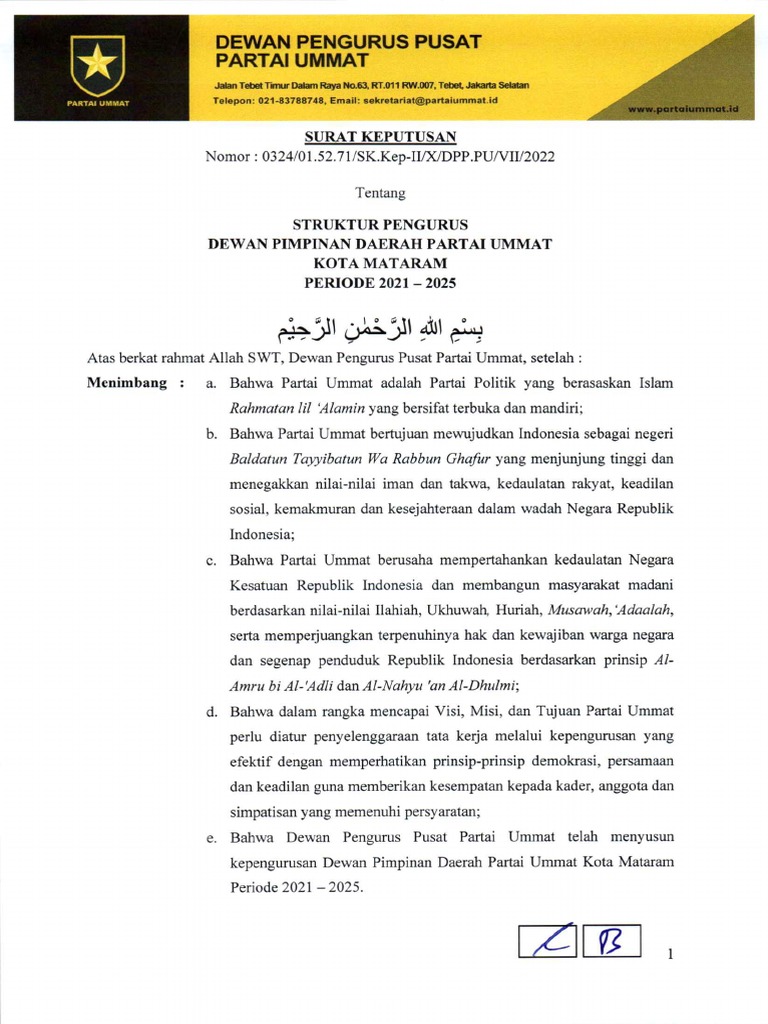 SK DPD Kota Mataram (Fix) | PDF