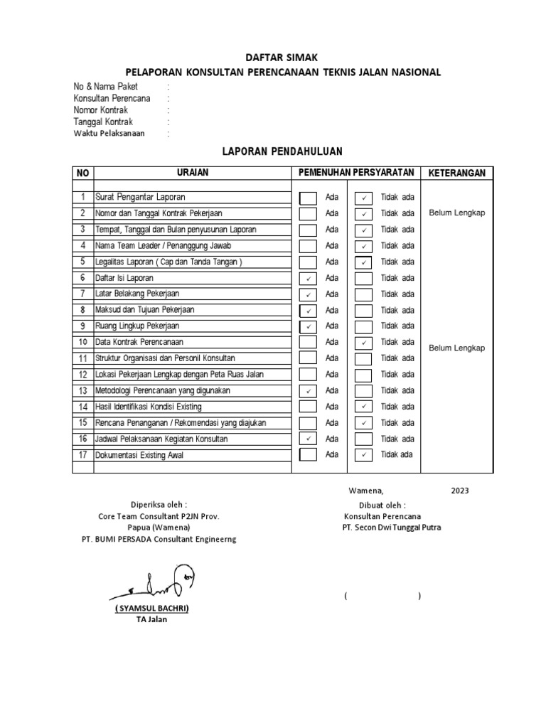 Daftar Simak | PDF
