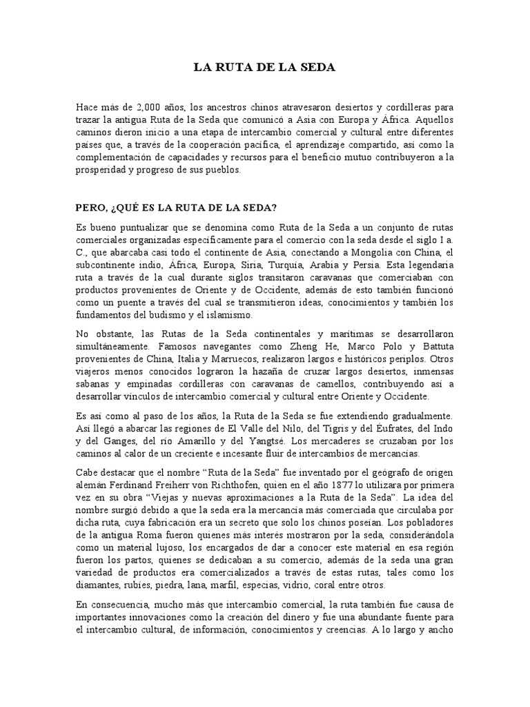 La Ruta de La Seda | PDF | Ruta de la Seda | China