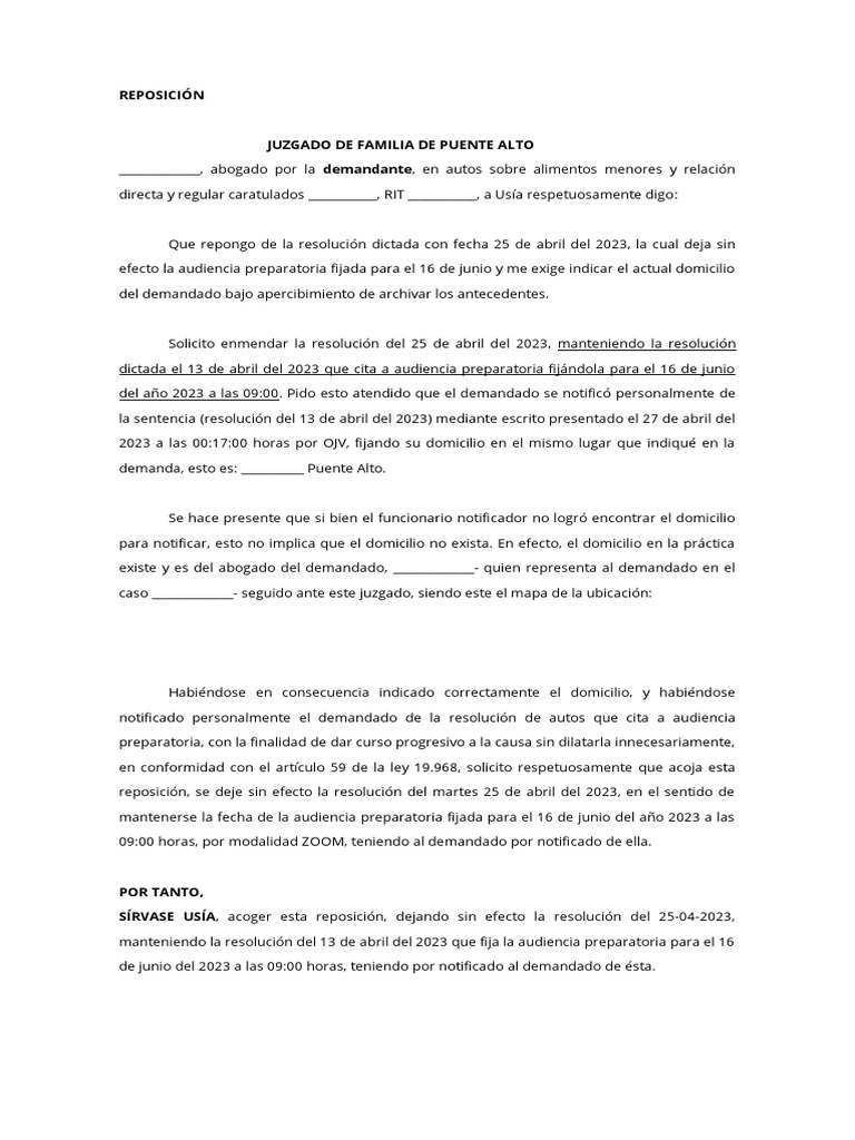 Modelo de Reposicion Familia | PDF