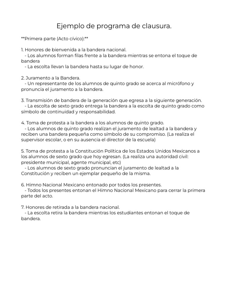 Programa de Clausura | PDF | Educación primaria | Amor