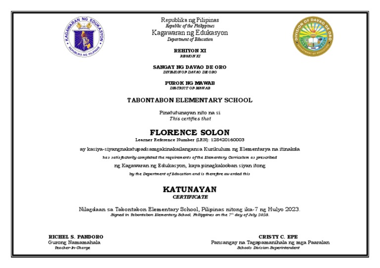Certificates of Completion and Diploma | PDF