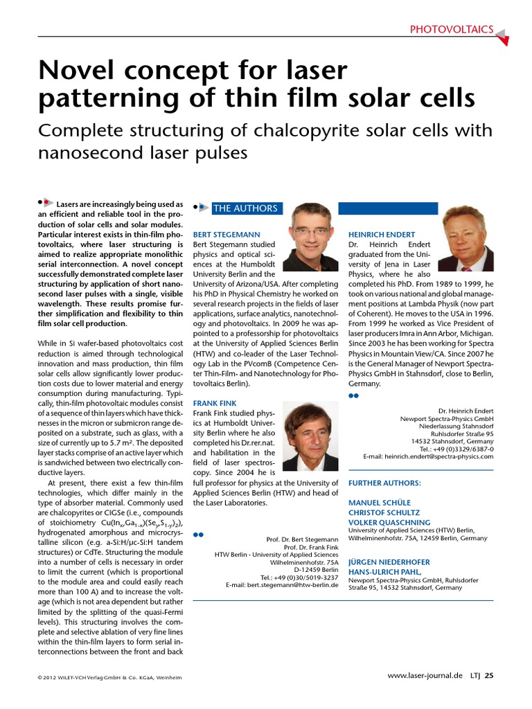 B. Stegemann - 2012 - Novel Concept For Laser Patterning of Thin Film ...