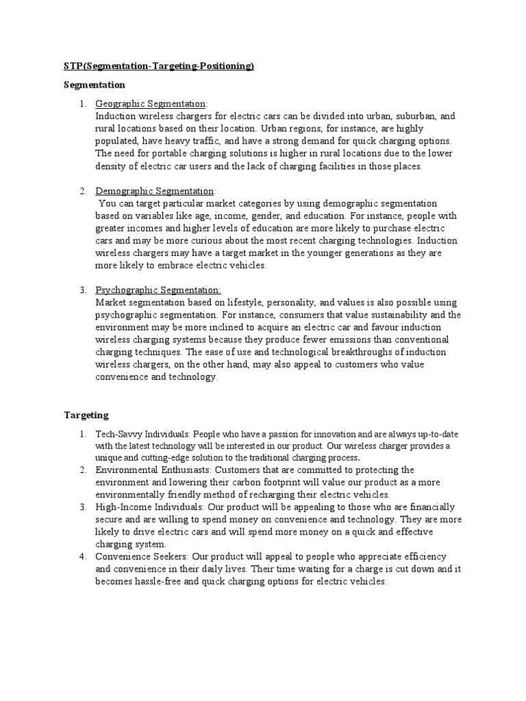 Stp Segmentation Targeting Positioning Segmentation Pdf Market Segmentation Electric Vehicle