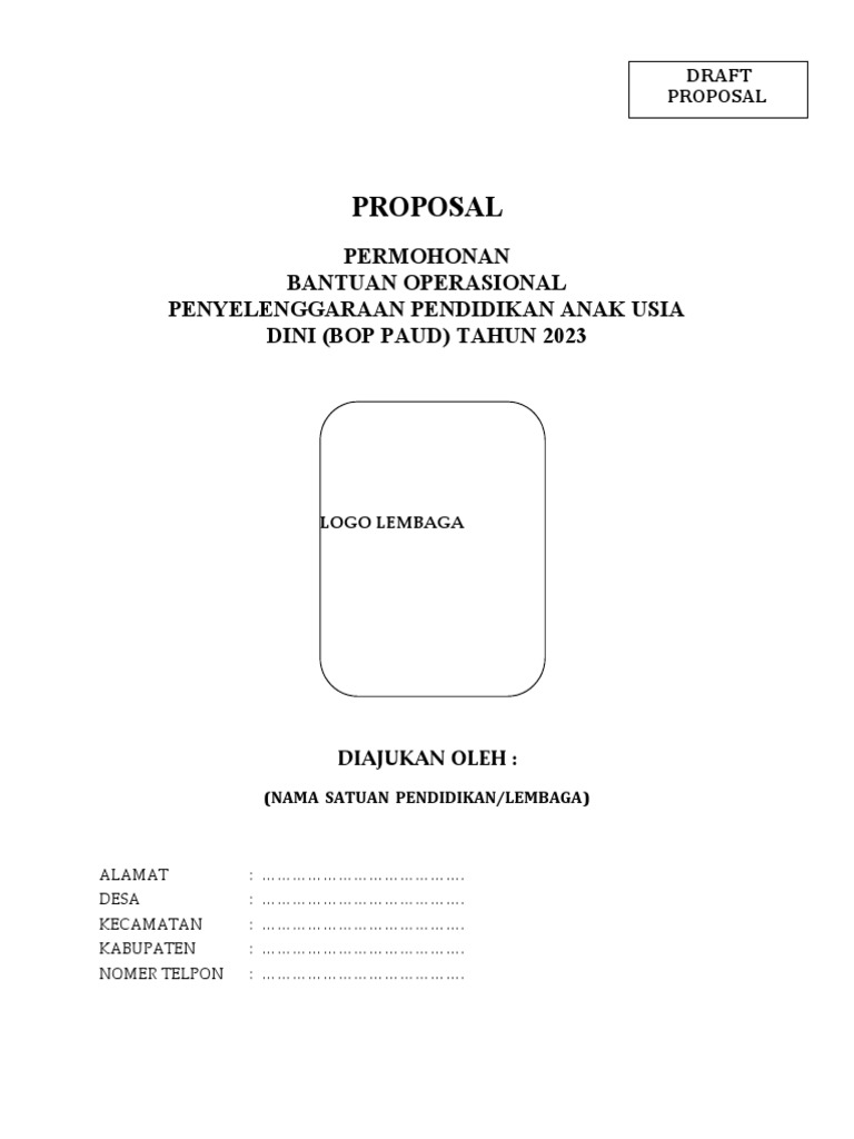 Permohonan BOP PAUD 2023 Gresik | PDF