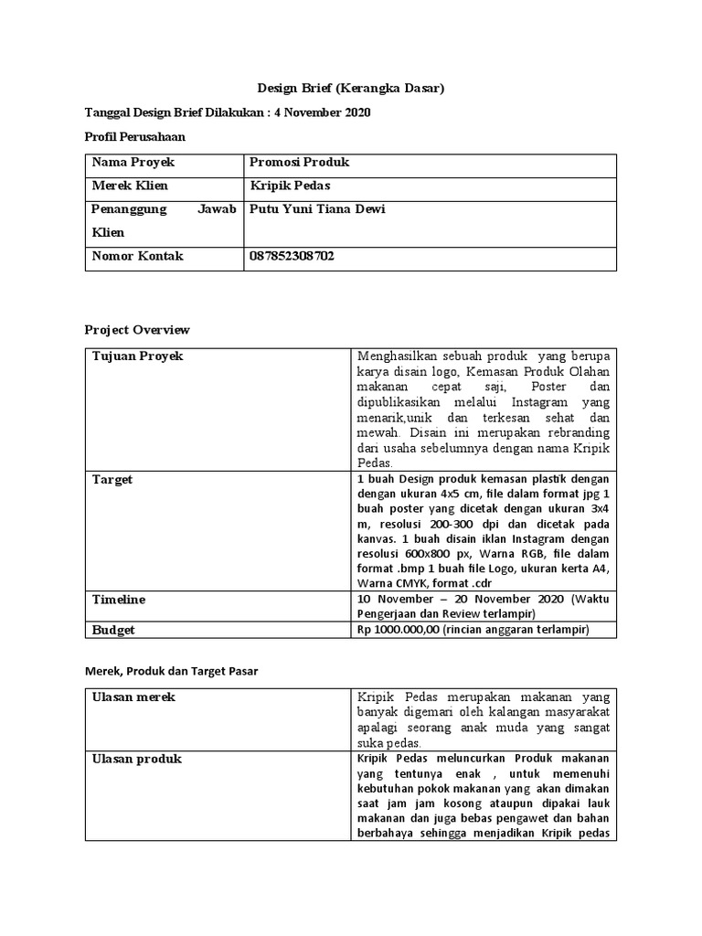 Desain Brief | PDF | Memasak, Makanan, & Anggur