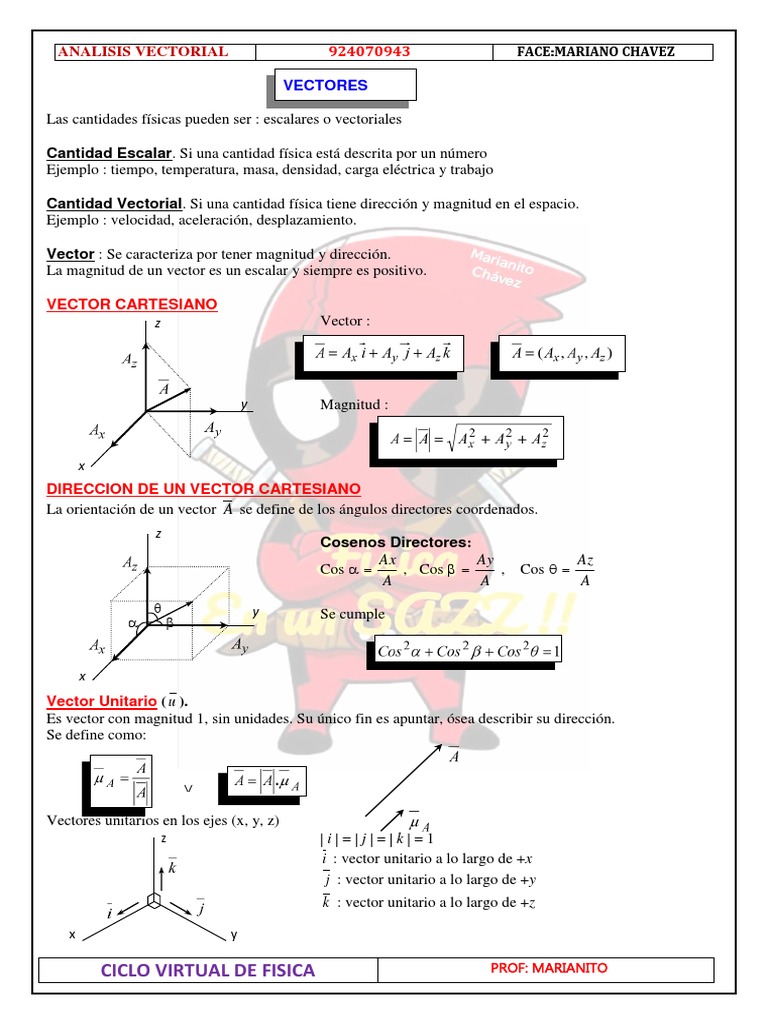 Formulario de Vectores | PDF | Vector Euclidiano | Escalar (Matemáticas)