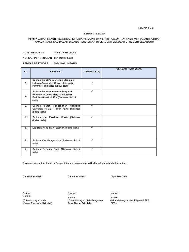 Senarai Semak-Lampiran C | PDF