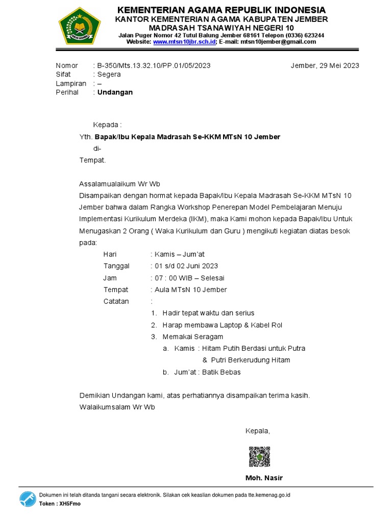 Surat Undangan KKM | PDF