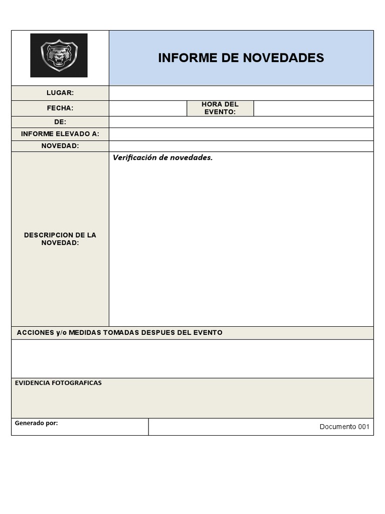 Formato Informe de Novedades | PDF