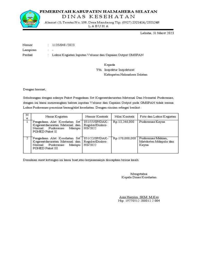 Surat OMSPAN Inspektorat | PDF