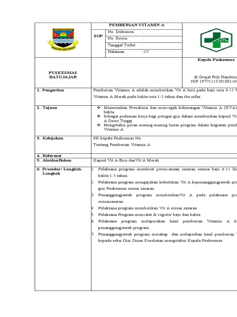 Sop Pemberian Vit A | PDF | Kesehatan Holistik