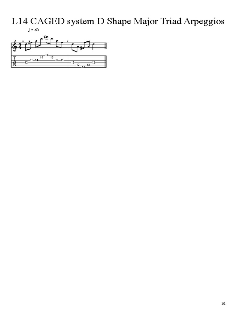 L14 CAGED System D Shape Major Triad Arpeggios | PDF