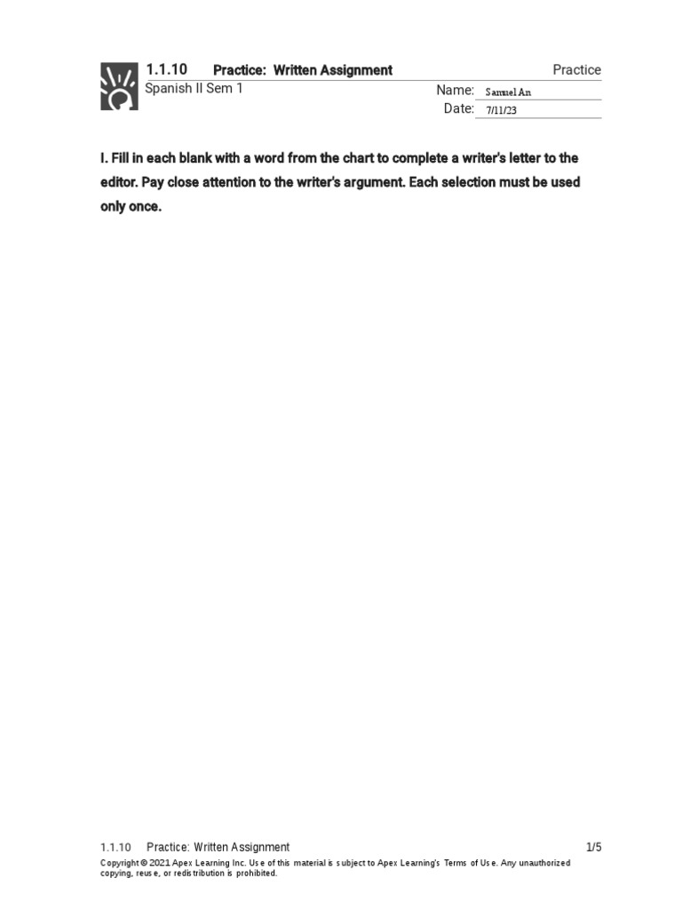 Kami Export - 1.1.10 Practice - Written Assignment (Practice) | PDF