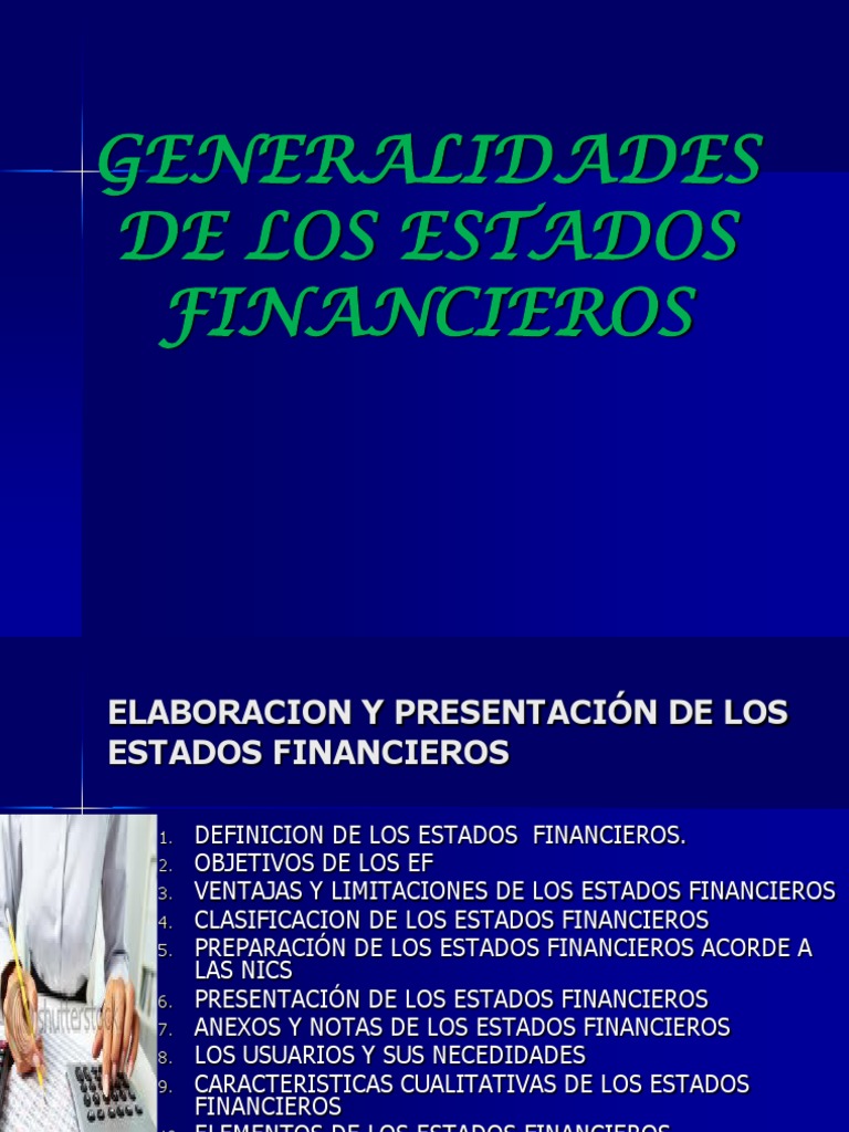 Generalidades de Los Estados Financieros PDF | PDF | Estado financiero | Contabilidad