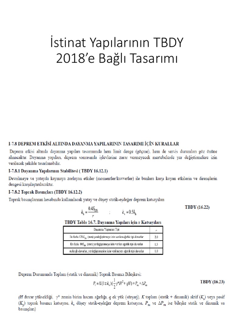 2018 TBDY - Konsol İstinat Duvarı - Örnek (Statik+Dinamik) | PDF