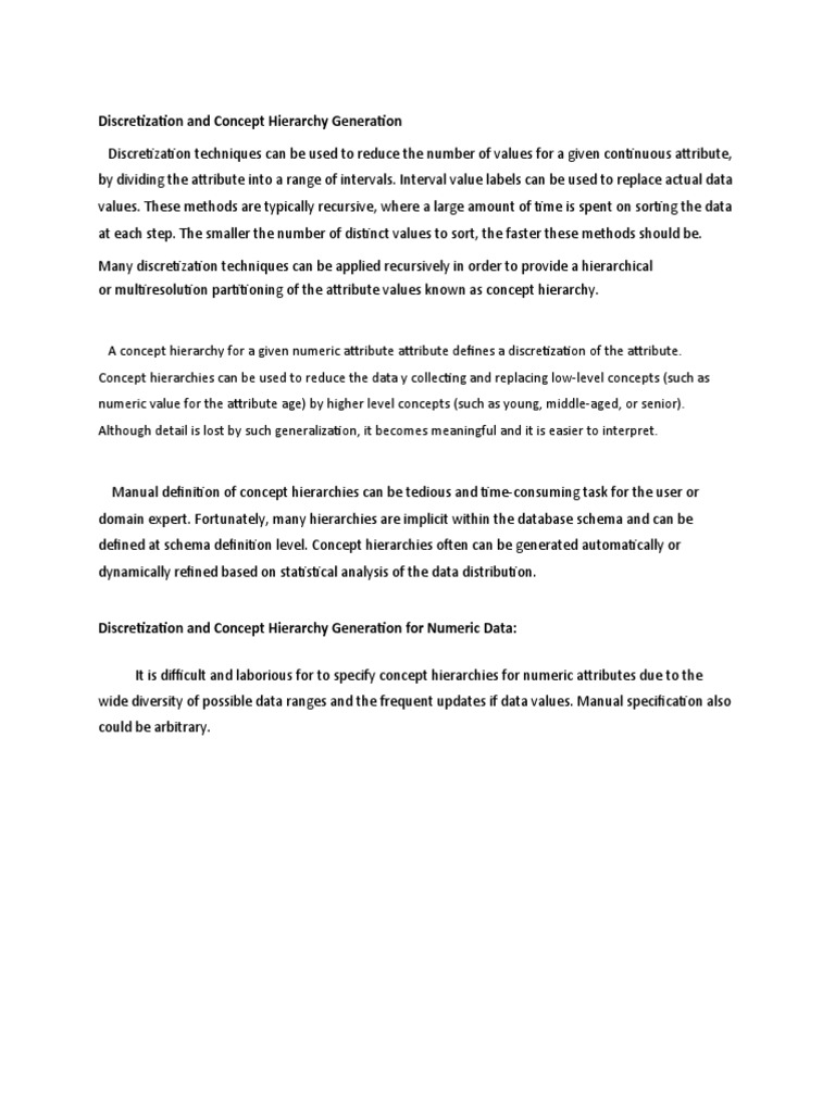Discretization - and - Concept - Hierarchy - Generation Word | PDF | Cluster Analysis | Hierarchy
