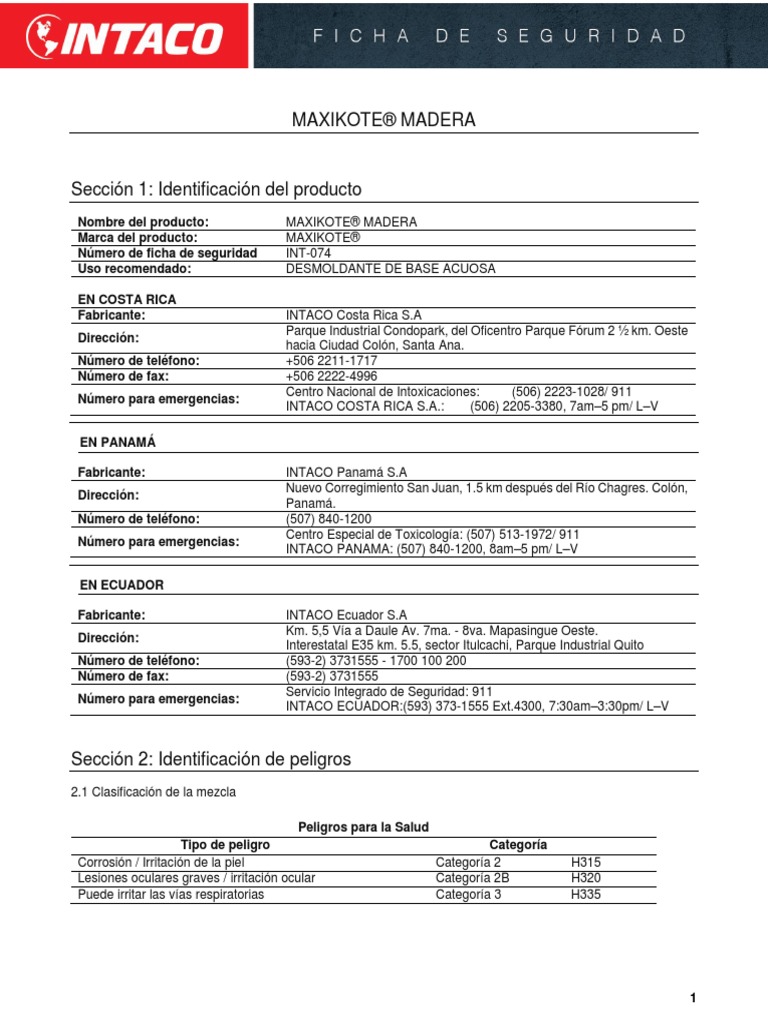 Sds Maxikote Madera Corp 0 | PDF | Agua | Toxicidad