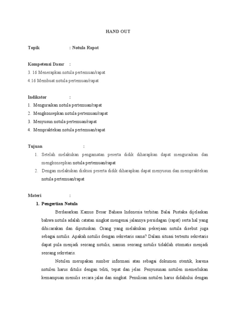 Panduan Lengkap Notula Rapat | PDF