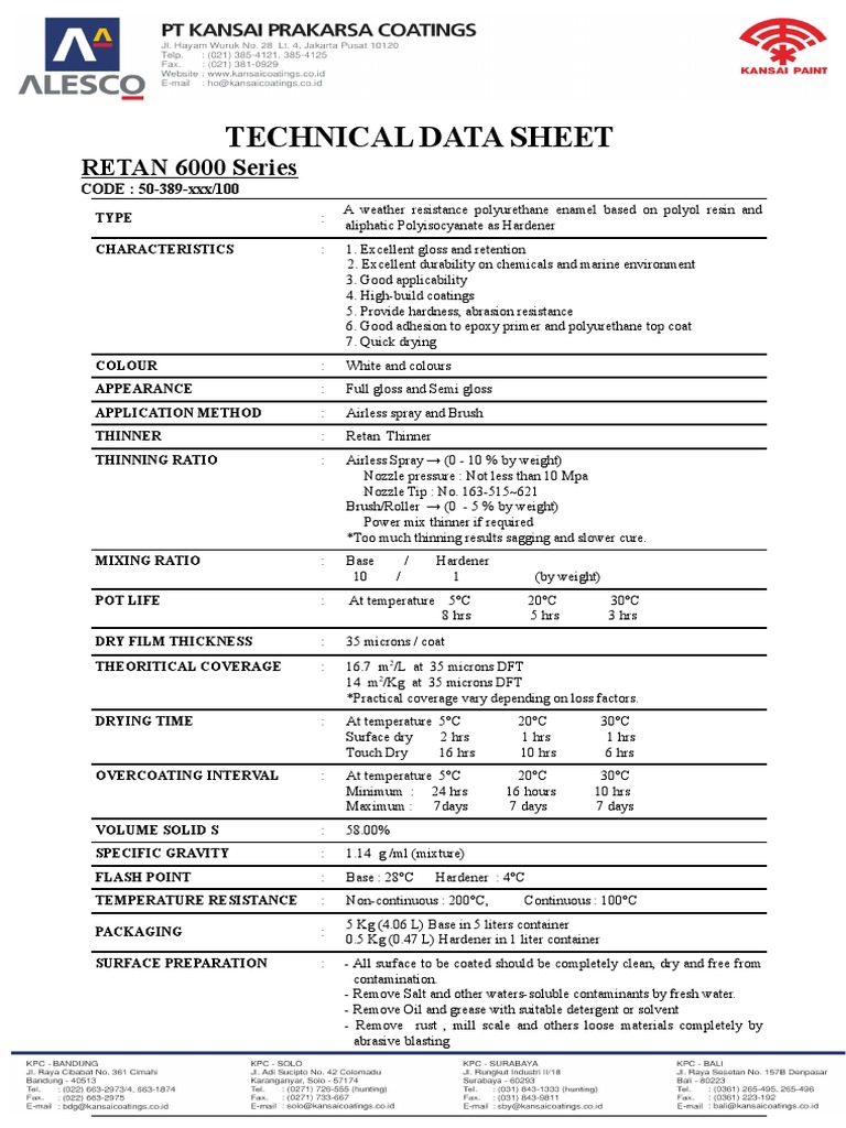 Final TDS RETAN 6000 | PDF | Polyurethane | Epoxy