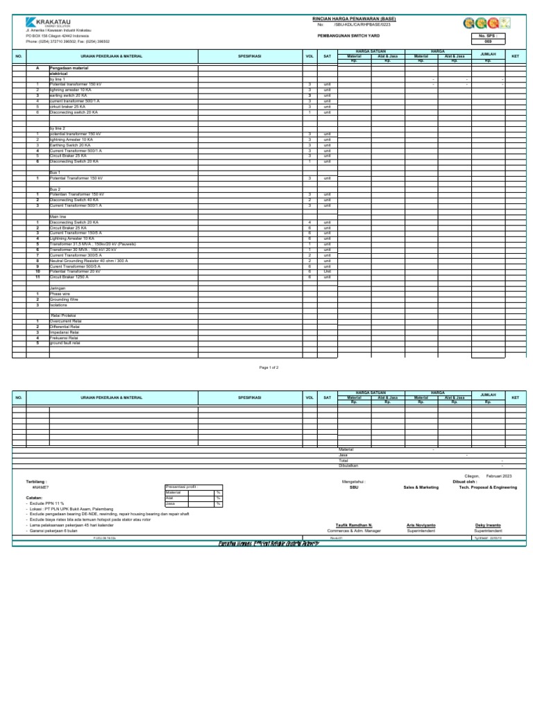 RHP Proyek swicth yard | PDF | Materials Science | Components