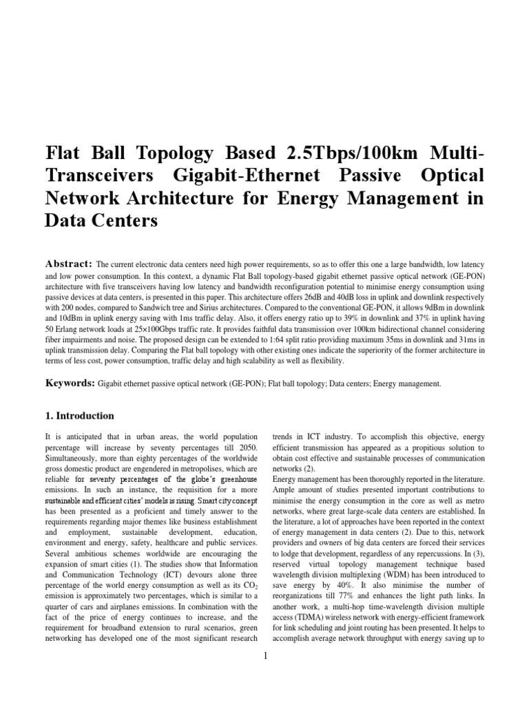 Flat Ball Topology Based 2.5Tbps - 100km MultiTransceivers G | PDF | Computer Network | Network ...