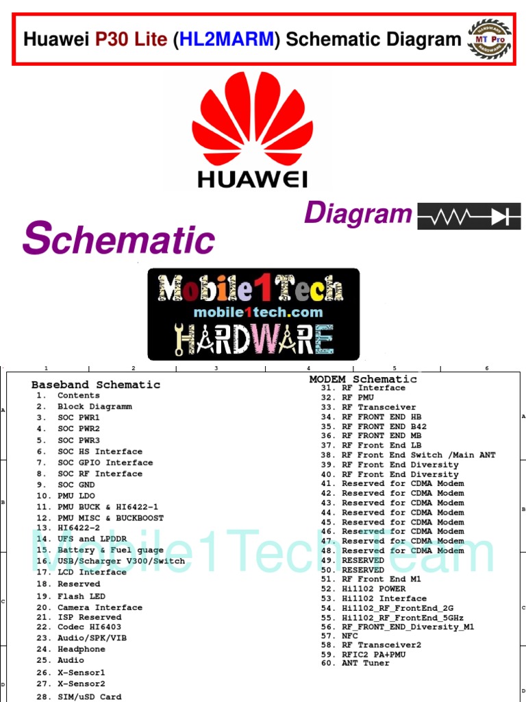 P30 Lite (HL2MARM) Schematic Diagram | PDF | Electrical Engineering | Telecommunications Equipment