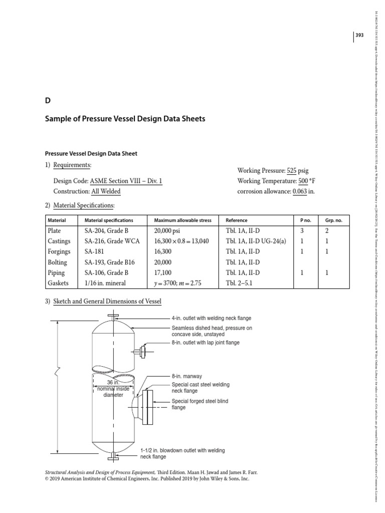 Pressure Vessel Design Data Sheet | PDF | Mechanical Engineering ...