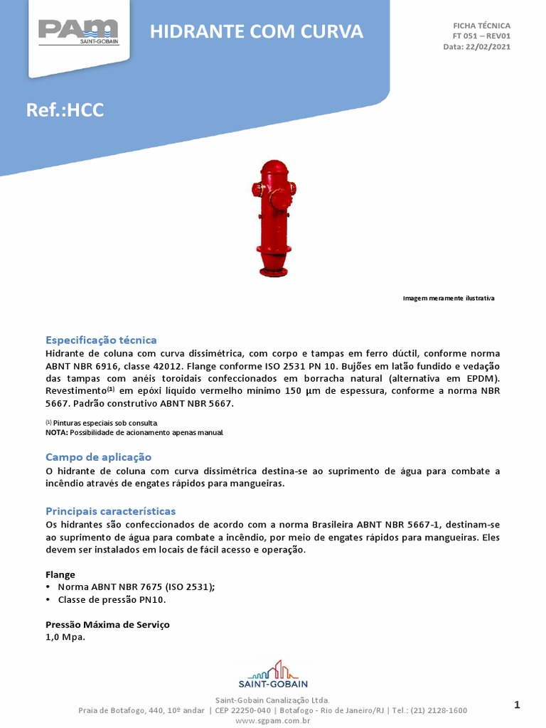 Ficha Técnica - Hidrante Com Curva | PDF