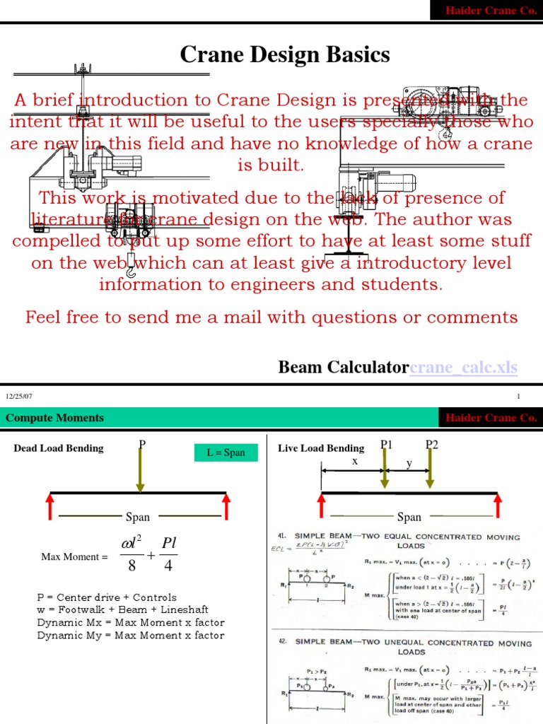 Crane Design Calculation Guide | PDF | Teaching Methods & Materials ...